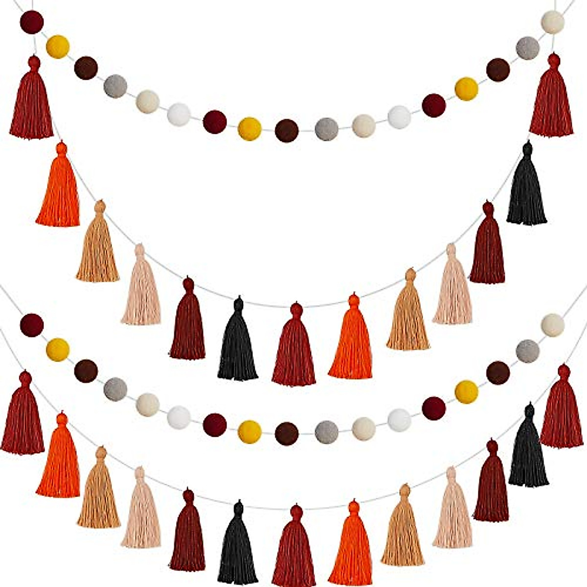 4 Pieces Christmas Cotton Tassel Garland Pom Pom Ball Banner Decorative Hanging Banner for Home Decoration Wedding Birthday Baby Shower Party Supplies