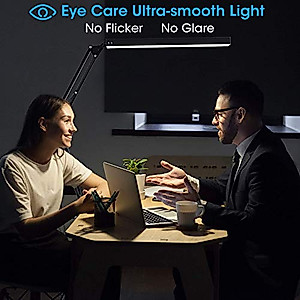 LED Desk Lamp with Clamp, 3 Color Modes Architect Modern Swing Arm Lamp Desk Light, Dimmable Eye-Care Table Light, Memory Function, Task, Study, Reading, Work, Craft, Sewing, Drafting, Home Office 10W