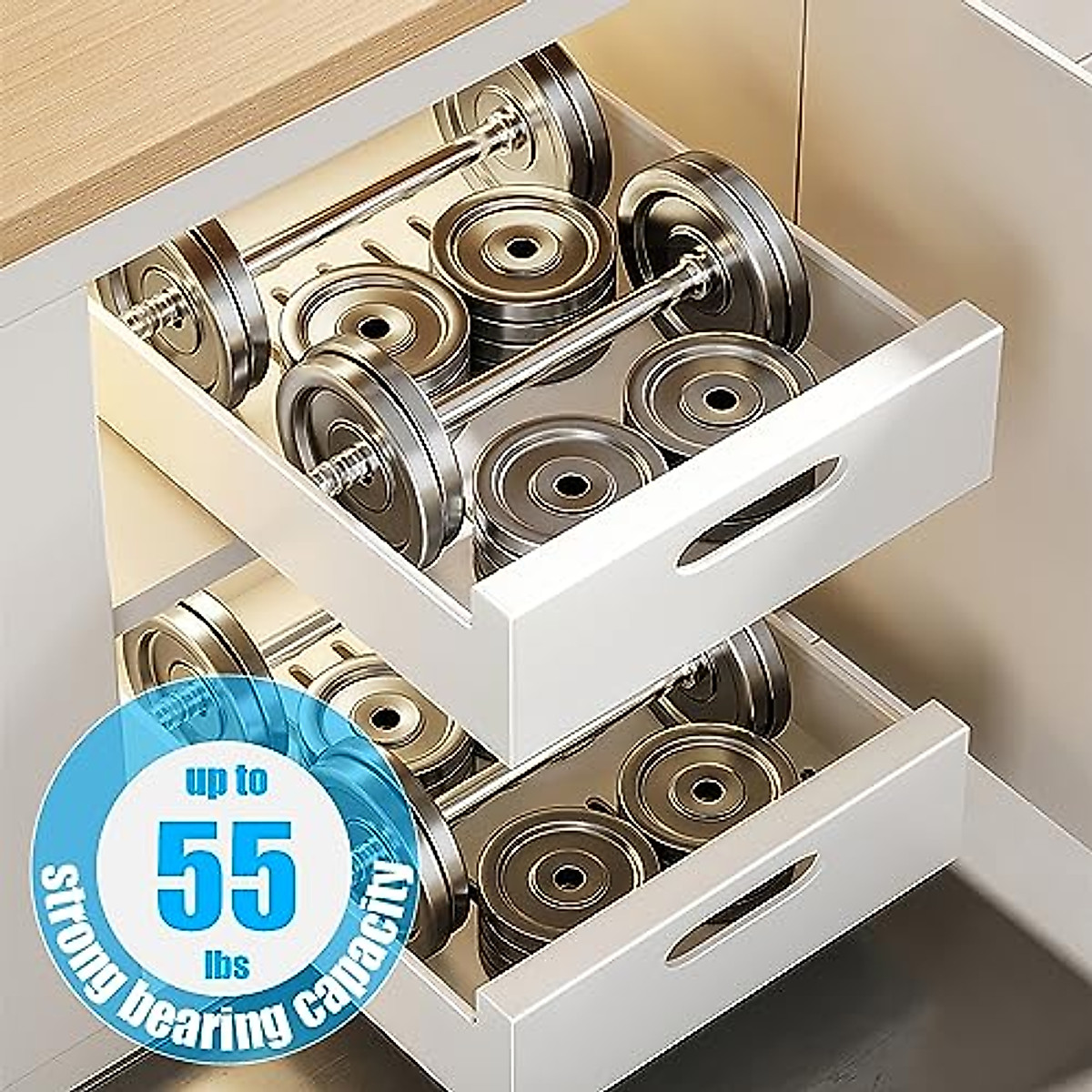Pull Out Cabinet Organizer, Fixed with Adhesive Film, Slide Out Pantry Shelves, Pull-Out Drawers, Sliding Under Sink Storage Organization, for Kitchen, Living Room, Bathroom, 16.9"D x 11.8"W x 3.1"H