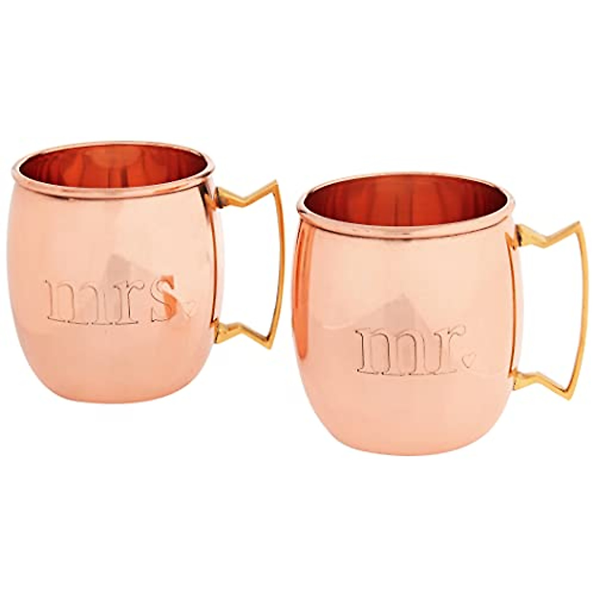 ODI Moscow Mule Kit with Mr. and Mrs. Moscow Mule Copper Mugs, Moscow Mule Cups 16 Ounces Solid Copper