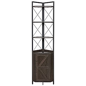 Finnhomy Corner Shelf with Cabinet, 71 Inches Multipurpose Corner Bookshelf, Corner Shelf Stand Display Rack, Corner Storage Shelves for Bedroom, Living Room, Kitchen, Bathroom, Dark Gray