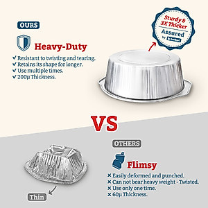 8 Inch Deep Round Disposable Pans (15 Pack) | Reusable Leak-Proof Aluminum Pans for Cooking, Baking, Roasting | Multi-Use Tins for Oven, Freezer, Microwave | Deep Cookware for Casserole, Lasagna, Soup