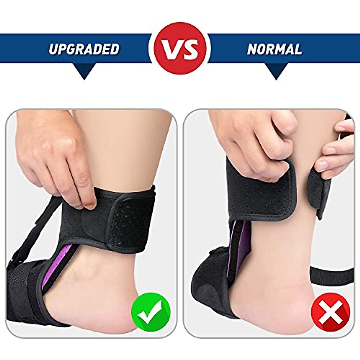 Adjustable Plantar Fasciitis Night Splint,Improved Dorsal Night Splint with Massage Ball,Adjustable Ankle Foot Drop Orthotic Brace for Plantar Fasciitis, Foot Drop Ankle Pain, Achilles Tendonitis Support for Women, Men (blue)