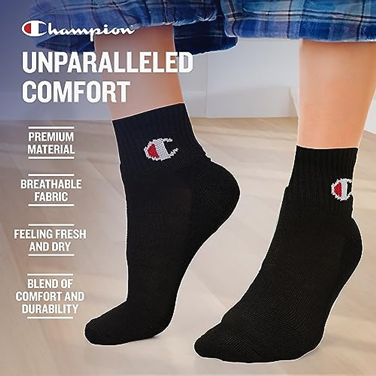 Champion Boys Socks and Girls Socks 12 Pair Crew Low Cut No Show Ankle Quarter Socks for Girls