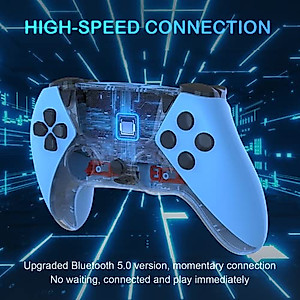 TOPAD Ymir Wireless Remote for PS4 Controller,Blue Gamepad Control for Playstation 4 Controller, Upgraded Elite Pa4 Controllers with Vibration, Turbo and 2 Remappable Back Buttons (2023 New Modded)