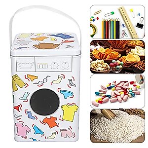 Laundry Detergent Container, Powdered Laundry Detergent Container with Perspective Window Lid Laundry Detergent Powder Storage Tin Box, Washing Machine Appearance Large Capacity Storage Box