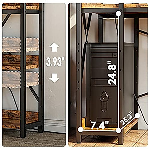 IRONCK Computer Desk 47" with Power Outlet & Storage Shelves, Study Writing Table with USB Ports Charging Station, PC Desk Workstation for Home Office, Rustic Brown