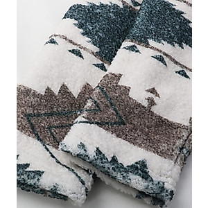 chouyatou Men's Tribal Aztec Printed 1/4 Zip Fuzzy Sherpa Pullover Sweatshirt Hoodie (Medium, Brown)