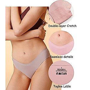 Sth Big Sexy Cheeky Underwear for Women Lace Bikini Panties Ladies No Show Hipster V-Waist Multi-Pack