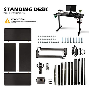 OUTFINE Heavy Duty Dual Motor Height Adjustable Standing Desk Electric Dual Motor Home Office Stand Up Computer Workstation with Splice Board (Black, 63") Desktop Load up to 220lbs