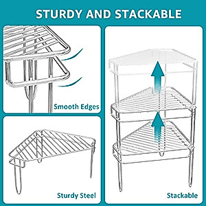 Joy Aid 2-Tier Kitchen Corner Shelf Rack for Dishes, Cookware, Appliance, Tools and More, Organization Shelf for Kitchen, Bathroom, Garage and Tool Shed, 304 Stainless Steel