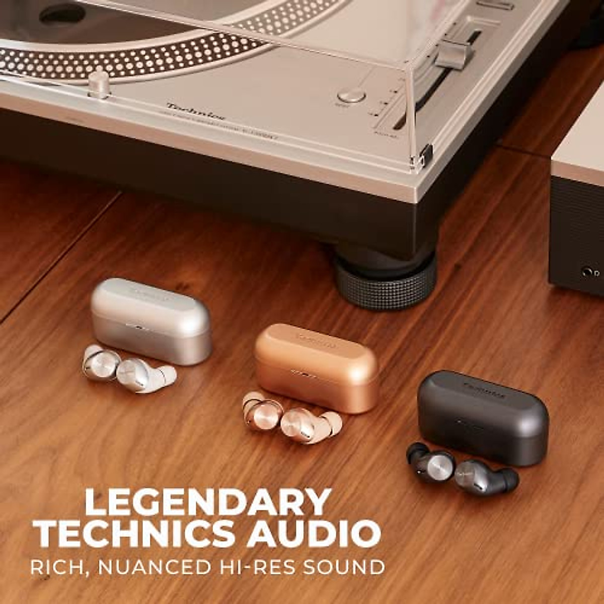 Technics True Wireless Multipoint Bluetooth Earbuds with Microphone, HiFi, Clear Calls, Long Battery Life, Lightweight Comfort Fit, Alexa Built in, EAH-AZ40-N (Rose Gold)