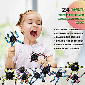 24PCS Fingertip Gyro Fingertip Mechanical Top DIY Deformation Robot Metal Transformable Gyro Spinners Finger Chain Robot Toy Changeable Face Fidget Spinners Octopus ADD ADHD Astium for Kids Adults