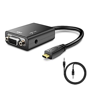 Unkonwn Micro HDMI to VGA Micro HDMI to VGA Converter with 3.5 mm Audio Jack, Compatible with Laptop