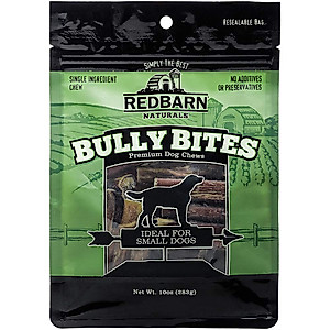 Redbarn All-Natural 3-5" Bully Bites Small Chew Sticks for Dogs & Puppies - Premium Grain-Free & Rawhide-Free Single Ingredient Dental Treat - 10 oz Bag