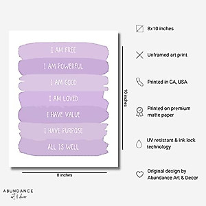 Positive Affirmations Art Inspirational Wall Art for Girls Room Purple Aesthetic Wall Décor for Toddler Bedroom Purple Nursery Wall Art Purple Wall Decor for Girls Bedroom UNFRAMED (Purple, 8x10)