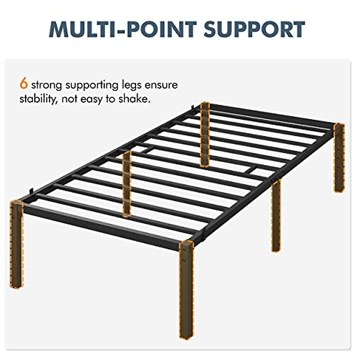 Yaheetech 18 inch Metal Platform Bed Frame Twin XL with Steel Slat Support and Underbed Storage Space Non-Slip Mattress Foundation No Box Spring Needed Tool-Free Assembly Black