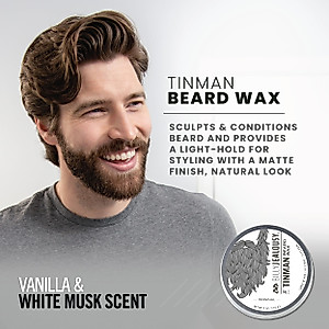 Billy Jealousy Tinman Beard Wax with Light Hold & Matte Finish, Nourishing Beard Care Product Formulated with Natural Beeswax & Glycerin for Soft, Tamed Facial Hair, 2 Oz