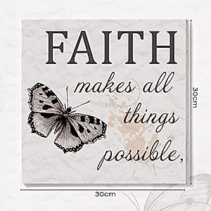 4 Pcs Inspirational Quotes Butterfly Wall Art Faith Love Dreams Believe Canvas Wall Decor Grey Butterfly Canvas Bathroom Decor Motivational Wall Pictures for Living Room Decor Bedroom, 12 x 12 Inches