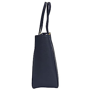 Tory Burch 134836 Emerson Tory Navy Blue With Gold Hardware Women's Large Tote