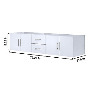 Lexora Geneva 80 in. W x 22 in. D Glossy White Double Bath Vanity and 30 in. LED Mirrors