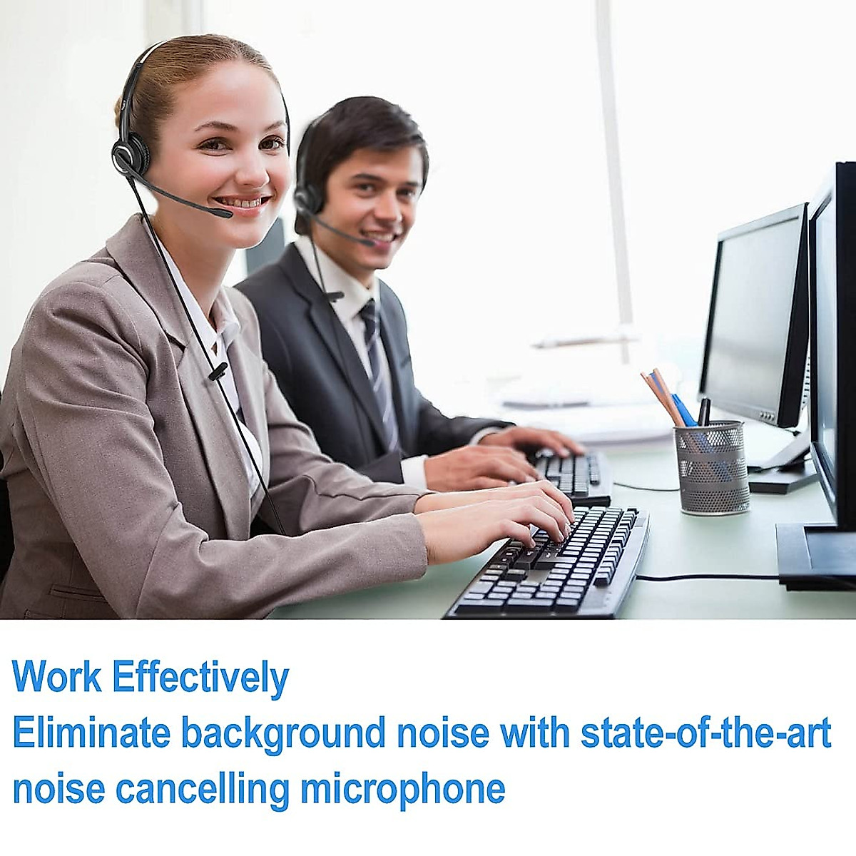 Polycom Phone Headset Noise Cancelling Mic RJ9 U10P Bottom Cable Compatible with Polycom VVX, Shoretel, Nortel (Avaya) Phones