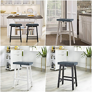 baibu Set of 4 Rectangle Bench Stool Cushion, Non-Slip Saddle Stool Seat Cushions Bar Stool Cushion with Machine Washable Cover - 4 Cushions Only (Grey, 18x9.5x1.5in)