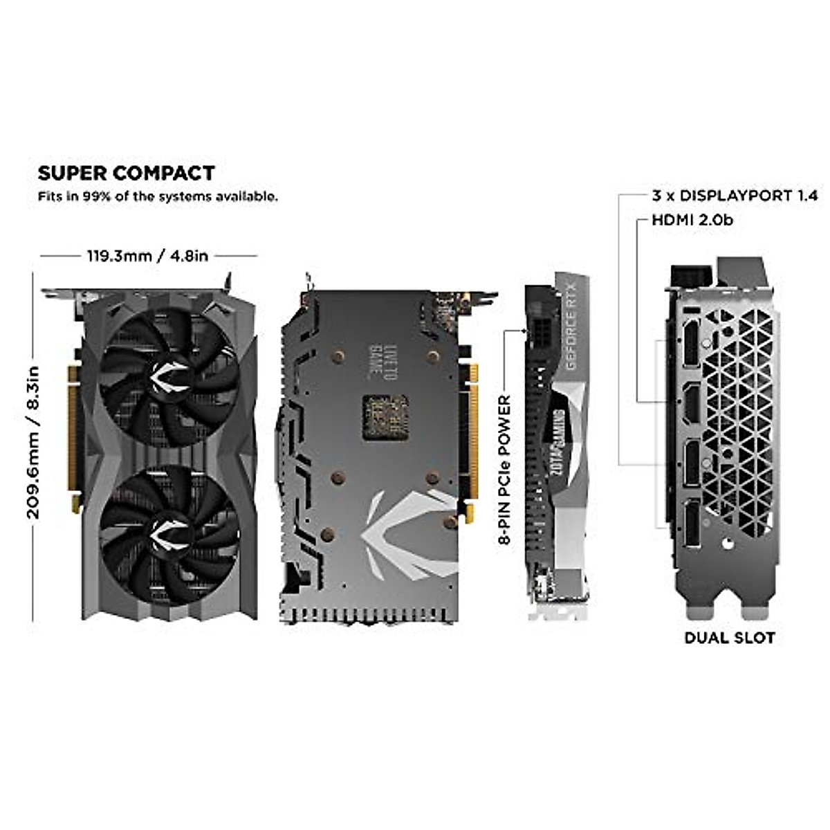 ZOTAC Gaming GeForce GTX 1660 Super amp 6GB GDDR6 192-bit Gaming Graphics Card, Super Compact, Ice Storm 2.0 Cooling, Wraparound Metal Back plate - Zt-T16620D-10M