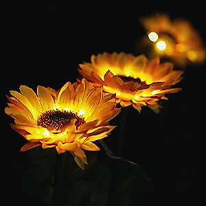 Solar Garden Lights, 2 Pack 20LED Outdoor Sunflower Lights Decorative Stake Light, 26'' Waterproof Flower Yard Lighting Lamp for Patio, Lawn, Porch, Backyard, Courtyard, Landscape, Terrace Decor