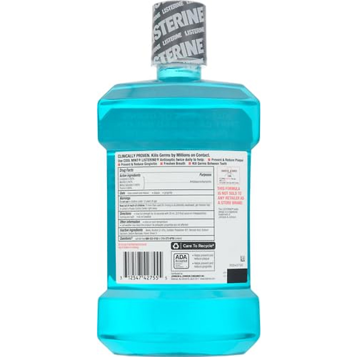 Listerine Cool Mint Antiseptic Mouthwash for Bad Breath, Plaque and Gingivitis, 1.5 L