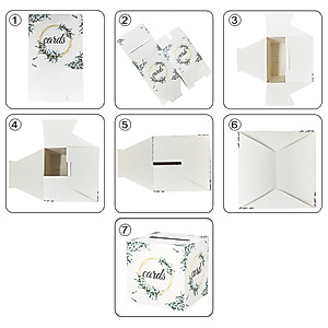 WNINK Green Leaves Card Box for Party, 8.7" Black Gift Card Box Money Box for Birthday, Wedding, Baby Shower, Retirement, Graduation Anniversary, Bridal Shower, Raffle Ticket, Cards Receiving Box