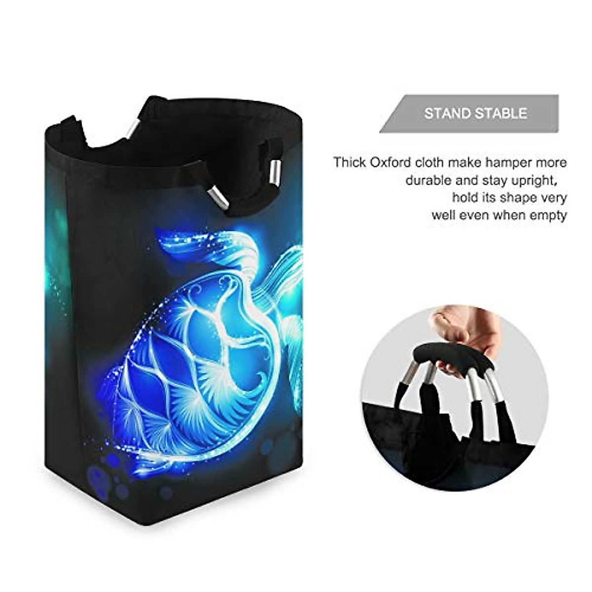 CaTaKu Sea Marine Laundry Hamper, Galaxy Turtle Laundry Basket Box Big Storage Waterproof Easy Carry for Family Dormitory Laundry Room, 12.6 x 11 x 22.7 Inches