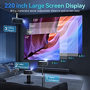 SUREWHEEL Projector, 1080P Native Projector with WiFi and Bluetooth, 12000 Lumens Bluetooth Projector 220" Display, Outdoor Movie Projector Compatible with TV Stick/HDMI/iOS/Android