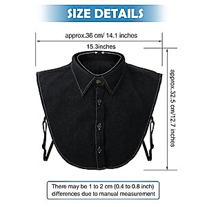 Syhood 4 Pcs Fake Collar Detachable False Dickey Collar Half Shirts Round for Women Outfits(Denim Fabric,Matte Black, Blue, Light Blue, Light Gray)
