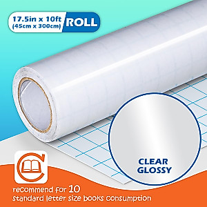 Olivo Clear Contact Paper Roll for Books Crafts 17.5 in x 10 ft Peel and Stick Adhesive Book Cover Plastic Protector