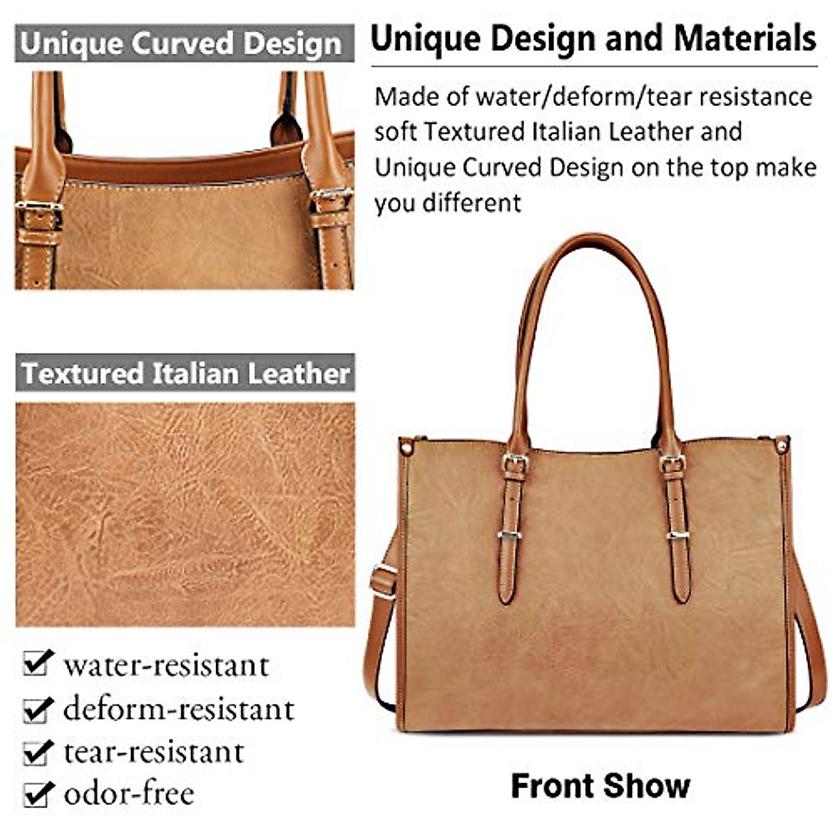 Laptop Bag for Women 15.6 Inch Waterproof Lightweight Leather Laptop Tote Bag Womens Professional Business Office Work Bag Briefcase Large Computer Bag Shoulder Handbag Brown