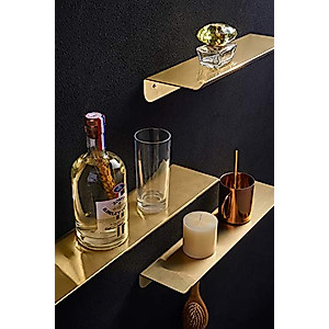 BGL Metal Wall Shelf, Metal Floating Shelf Gold 15.7 Inches Wall Mount Stainless Steel 304 for Bathroom Organizer