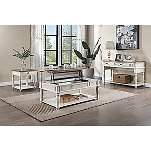 Acme Florian Wooden Coffee Table with Lift Top in Oak and Antique White