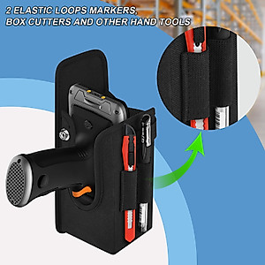 Barcode Scanner Holster, Universal Scanner Holster Pouch for Gun Grip Mobile Computers, Handheld Bar Code Scanners, Belt Loop & Clip Attachment Fits for Zebra Scanner MC3300/3200/3100/3000 (Black)