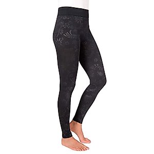 MUK LUKS womens Women's 1-pair Embossed Leggings Hosiery, Black, X-Large-XX-Large US
