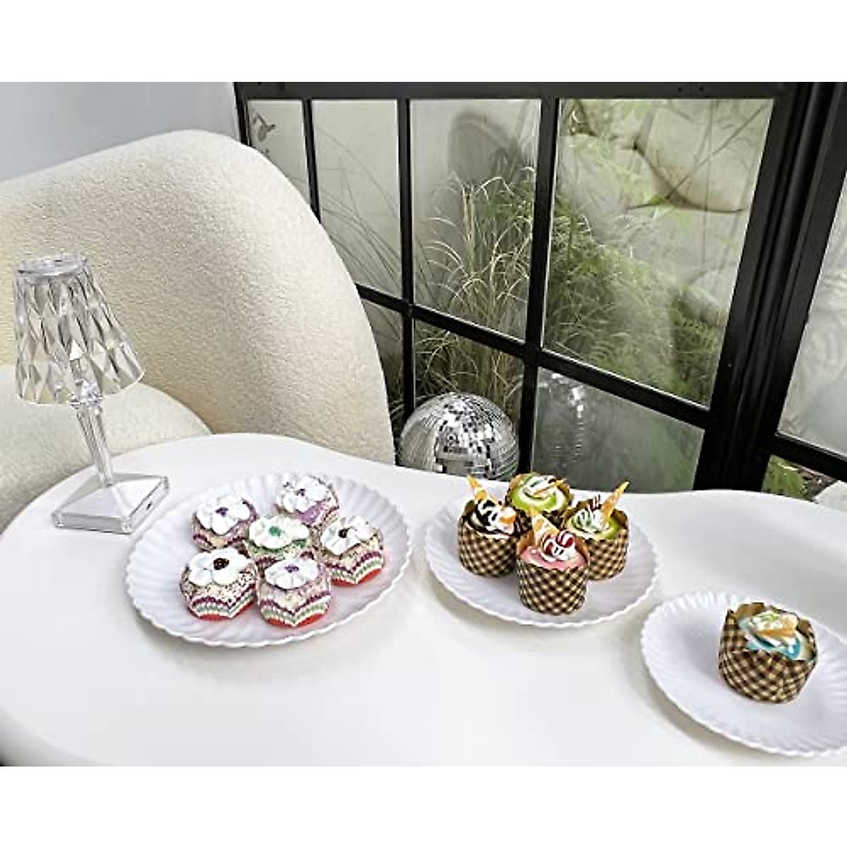 Plastic Cupcake Stands, 3 Tier Cupcake Stand, Dessert Tower Tray for Tea Party, Baby Shower and Wedding (2 Pack, Shell Style)