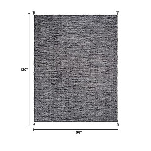 SAFAVIEH Montauk Collection Area Rug - 8' x 10', Grey & Black, Handmade Flat Weave Cotton Corner Tassel, Ideal for High Traffic Areas in Living Room, Bedroom (MTK150F)