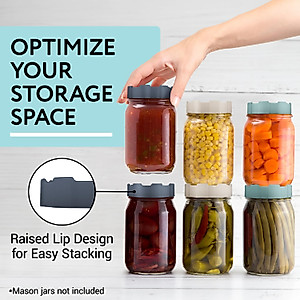 IMPRESA [6 Pack] Wide Mouth Mason Jar Lids - Reusable, Stackable Plastic Lids Wide Mouth - Durable Nesting Wide Mouth Canning Lids in 3 Colors - Airtight Storage Plastic Lids for Mason Jars Wide