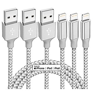 iPhone Charger 3 Pack 10 ft Apple MFi Certified Lightning Cable Nylon Braided Cable iPhone Charger Fast Charging Cord Compatible with iPhone 13 12 11 Pro Max XR XS X 8 7 6 Plus SE iPad and More
