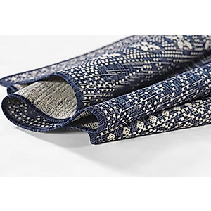 Momeni Riviera Transitional Indoor/Outdoor Area Rug, Navy, 6'6" X 9'