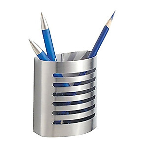 iDesign Forma Magnetic Pen and Pencil Holder – Modern Writing Utensil and Desk Organizer for Kitchen, Locker, Home, or Office - 3.25" x 1.75" x 3.50", Brushed Stainless Steel