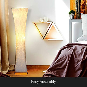 Brightech Harmony Contemporary Lamp for Boho Living Rooms & Offices, LED Floor Lamp for Bedrooms, Tall Lamp with Heavy Base, Mid-Century Modern Standing Lamp for Great Living Room Décor – White Shade