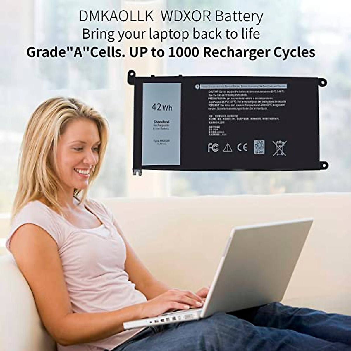 42WH WDX0R Battery for Dell Inspiron 15 5000 7000 Series 15 7579 7573 7560 7569 7570 5565 5567 5568 5570 5578 5579 7586 13 7368 7378 5368 5378 5379 17 5765 5767 5775 Latitude 3189 3580 P66F P58F P32E