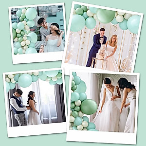LyzzGlobo Mint Green Balloon Garland Kit, 117pcs Beige and Sage Olive Green Balloon Arch Kit for Wedding Bridal Shower Baby Shower Birthday Party Decorations Supplies