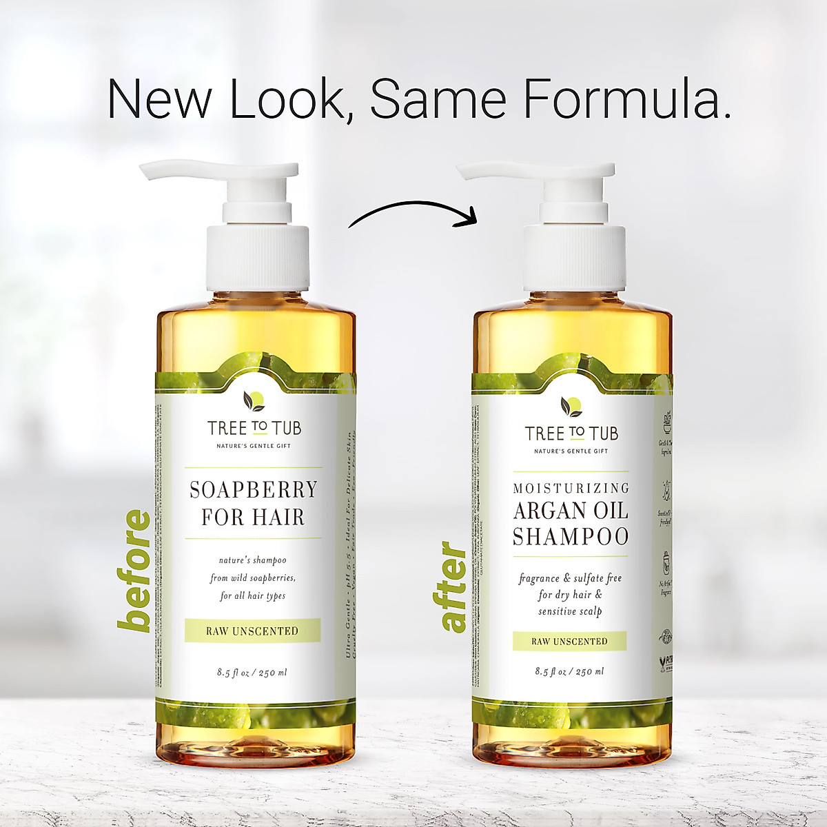 Tree to Tub Fragrance Free Shampoo for Dry & Sensitive Scalp - Gentle Unscented Hydrating Hair Shampoo for Women & Men, Moisturizing Sulfate Free Shampoo w/Organic Argan Oil, All Natural Soapberry